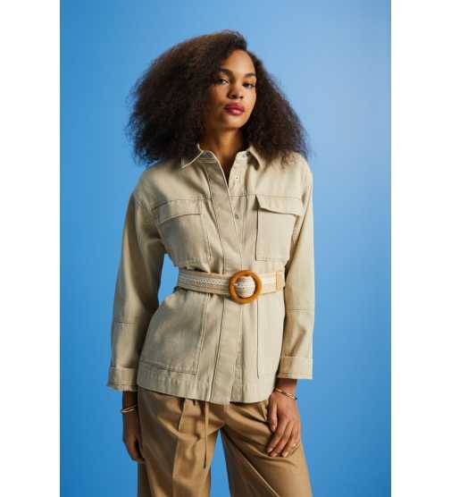 ESPRIT - Ramie Blend Woven Belt Size M