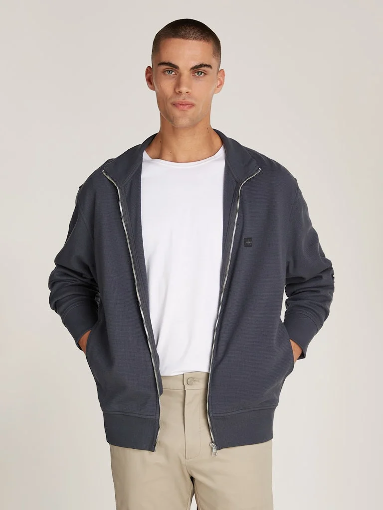 CALVIN KLEIN JEANS - WOVEN LABEL WAFFLE ZIP THROUGH ზომა L